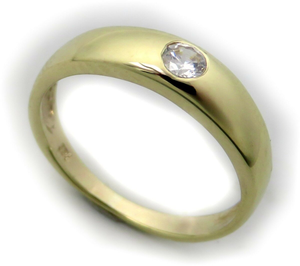 Damen Ring echt Gold 750 Diamant 0,10 ct Brillant 18 karat Taufring G ...