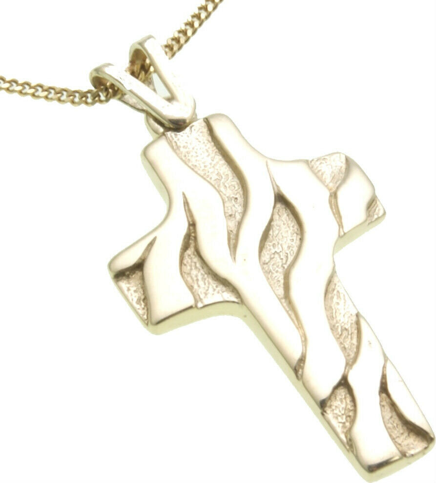 Anhänger großes Kreuz echt Gold 333 25 mm teilmatt Gelbgold Unisex, 163 ...